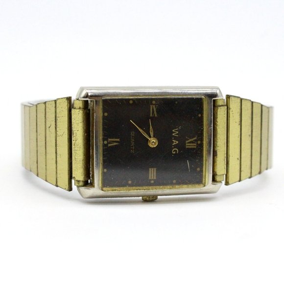 W.A.G | Accessories | Vintage Wag Watch Classic Bronze Tone Rectangle ...